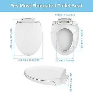 Hygie Rinse Traditional SoftClose Elongated Toilet Seat Replacement Compatible with TOTO SS114/SS113/SS154/SS224/SS204 Heavy Duty Toilet Seat Parts with 2-pack Toilet Bolts and Nuts, Cotton White
