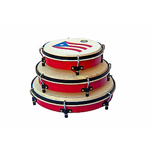 DP Music Set de Panderos - Pleneras PVC Drums with Puerto Rico Flag - Nylon Carrying Case Included (DP-PLENERA-S)