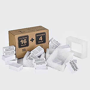 pet k9 Pet Fountain Replacement Filter-8 Activated Carbon Filters, 2 Foam Filters, Compatible with Ceramic and Stainless Steel Fountain, White