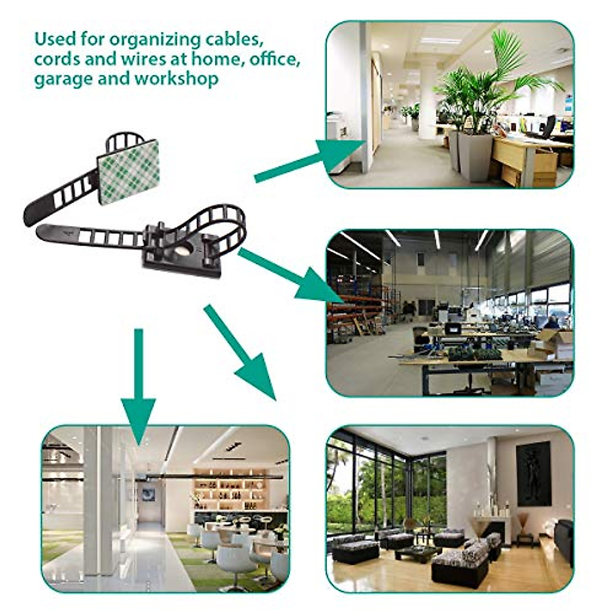 25 Pieces Desk Wire Organizer Cable Ties Zip Ties Adhesive Cord Clips Cable Management Cord Keeper Desk Wire Management