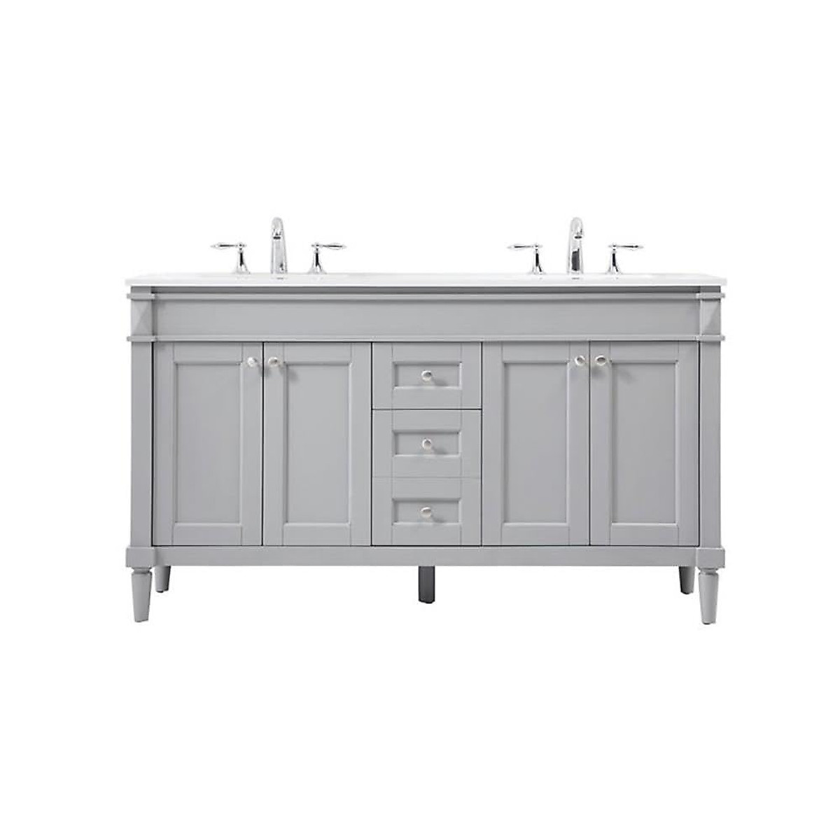 Elegant Decor Indoor Modern Under Sink Bathroom Fixtures Storage Organizer Cabinet 60 inch Double Bathroom Vanity - Grey