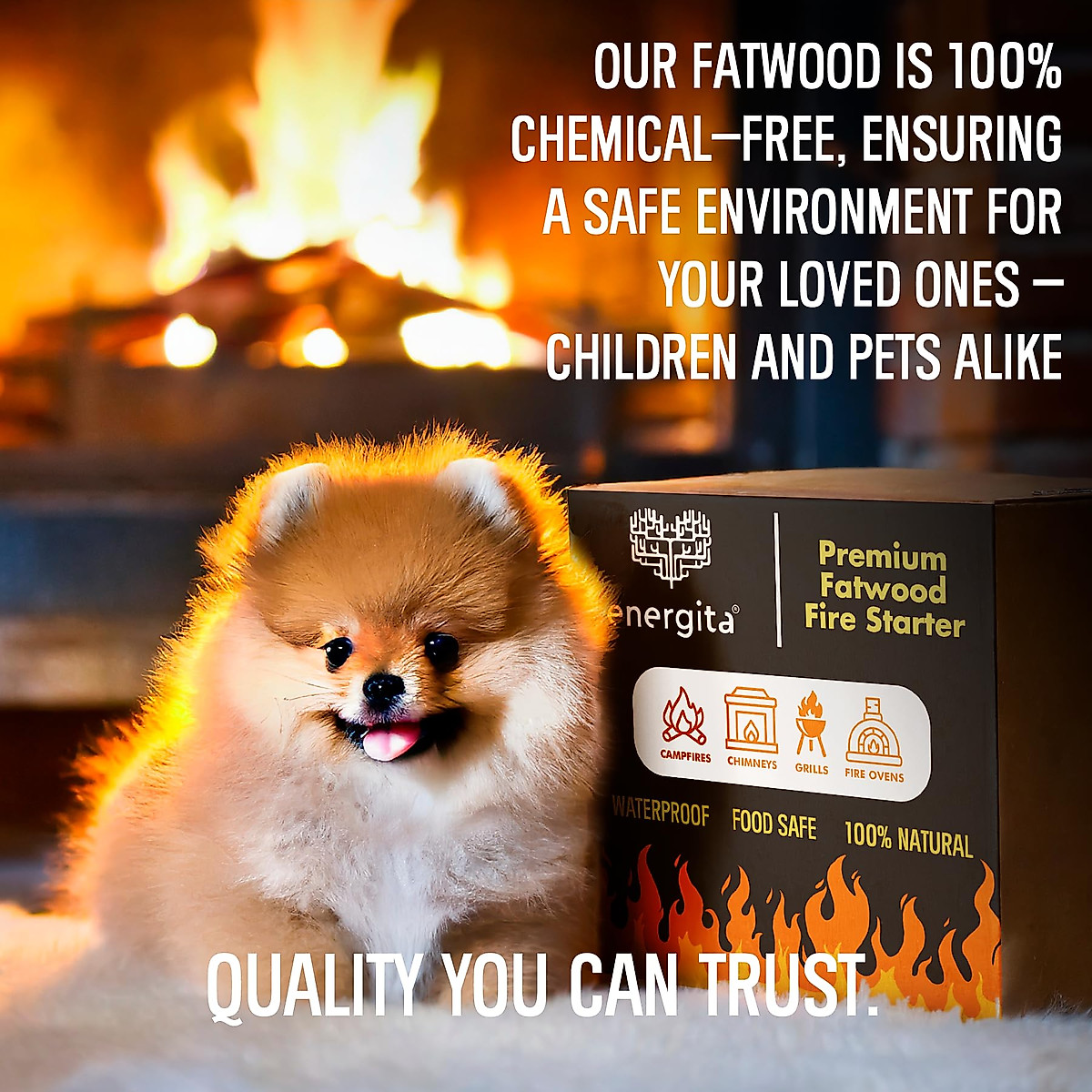 ENERGITA Premium Fatwood Fire Starter Sticks |100% All Natural 125 Sticks | FireStarters for firepits | Weather Proof FatWood Kindling Fire Starters | Safe and Easy to use, 10lb Box