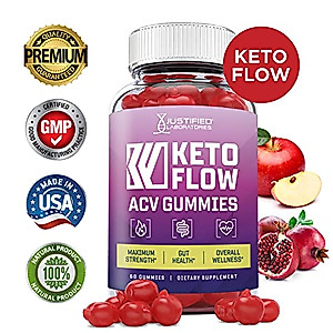 Justified Laboratories (10 Pack) Keto Flow ACV Gummies 1000MG with Pomegranate Juice Beet Root B12 600 Gummys