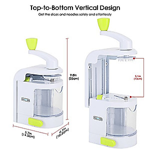 Spiralizer Vegetable Slicer (4-in-1 Rotating Blades) Heavy Duty Veggie Spiralizer with Strong Suction Cup, Zucchini Spiral Noodle/Zoodle/Spaghetti/Pasta Maker ( Recipe Book and Cleaning Brush)