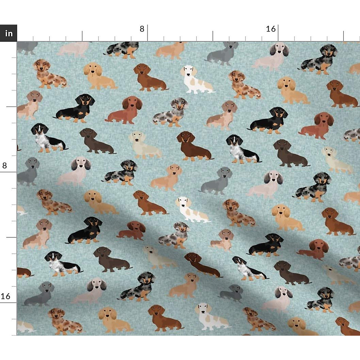 Spoonflower Fabric - Dachshund Pet Quilt Dog Breed Silhouette Coordinates Multi Dogs Printed on Petal Signature Cotton Fabric by The Yard - Sewing Quilting Apparel Crafts Decor