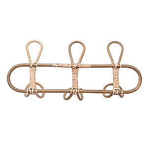Gravo Rattan Wall Hooks Kids Garments Organizer Rack Clothes Hat Hanging Hook Rattan Hanger Kids Room Decor Hanger
