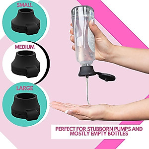 Home and Bathroom Bottle Emptying Cap - Convenient Flip Top Design to Empty Pump Bottles (3 Pack - Small, Medium, and Large (Black)) (White Cap, 3 Pack)