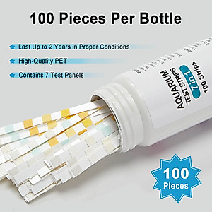 Luxbird 7 in 1 Aquarium Test Kit, Fish Tank Test Strips, 100 Strip Pack, Freshwater Aquarium Water Test Kit to Detect Nitrite Nitrate Chlorine Carbonate Total Alkalinity Hardness pH