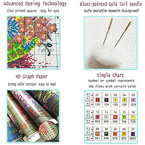 Cross-Stitch Stamped Kits, Loves Wagging Its Tail Cat, Cross Kits for Adults, Easy Counted Cross Kits for Beginners,16x20inch