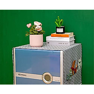 Dezapuby Dust-Proof Refrigerator Cover Cotton Washing Machine Top Protector with Side Storage Bags Universal Cover Cloth for Home and Kitchen (Gray Arrow)