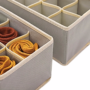 DIOMMELL Set of 4 Foldable Cloth Storage Box Closet Dresser Drawer Organizer Fabric Baskets Bins Containers Divider for Clothes Underwear Socks Lingerie Clothing, Grey 40-0000