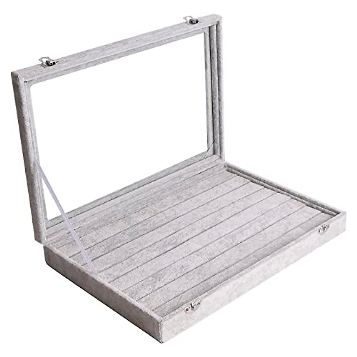 AUTOARK Ice Velvet Clear Lid 7 Slots Jewelry Rings Earrings Tray Showcase Display Organizer,AJ-023