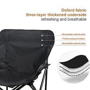 Portable Folding Camping Chair for Outside, Lightweight Outdoor Chairs Support 440lbs for Backyard Lawn Beach Camp Chairs, Black