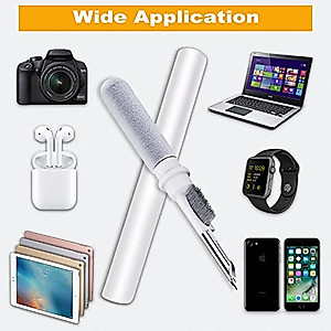 Earbud Cleaning Kit, Cleaner Kit for Airpods Multi-Function Airpods Cleaning Pen with Soft Brush Flocking Sponge Cleaning Tools for Bluetooth Earbud Case Headphones Camera Phone White
