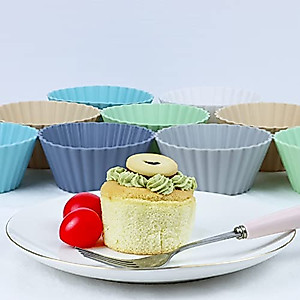 Large Silicone Cupcake Liners - Set of 12 Reusable Silicone Muffin Cups, No Stick Easy Clean Food-Grade Baking Cups