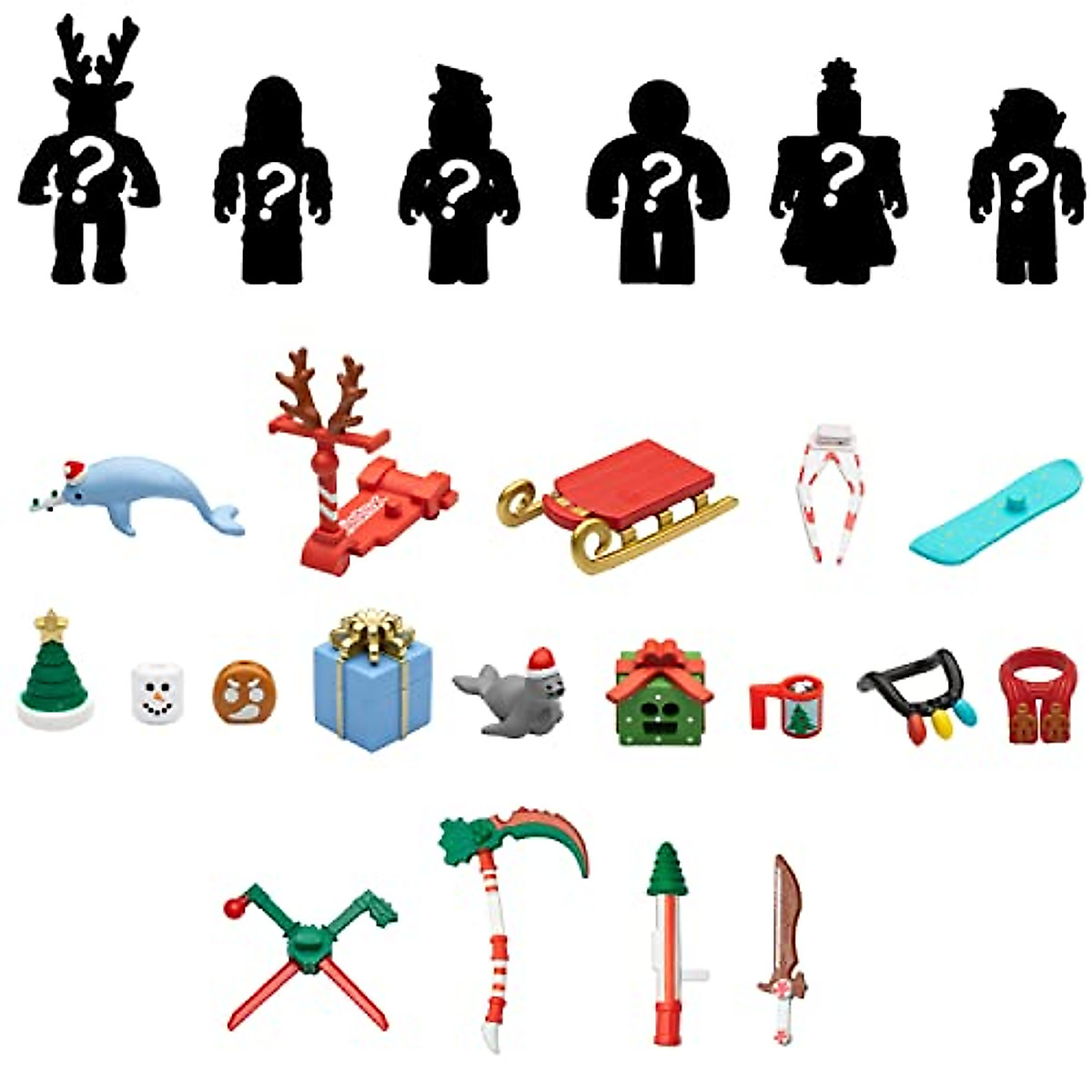 Roblox 2024 Holiday Advent Calendar for Kids, 24 Day Gift Playset - Toy Set Includes 6 Figures, 18 Accessories, 2 Redeemable Codes & More - 30 Pieces Total - Christmas Gift for Boys & Girls Ages 6+