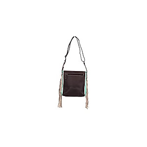 ARIAT Women's Monroe Floral Pierced Lacing Brown Crossbody Bag