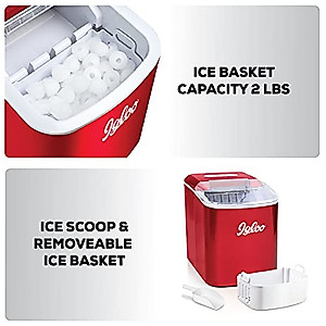 Igloo ICEB26RR Automatic Portable Electric Countertop Ice Maker Machine, 26 Pounds in 24 Hours, 9 Ice Cubes Ready in 7 minutes, With Ice Scoop and Basket, Perfect for Water Bottles, Mixed Drinks