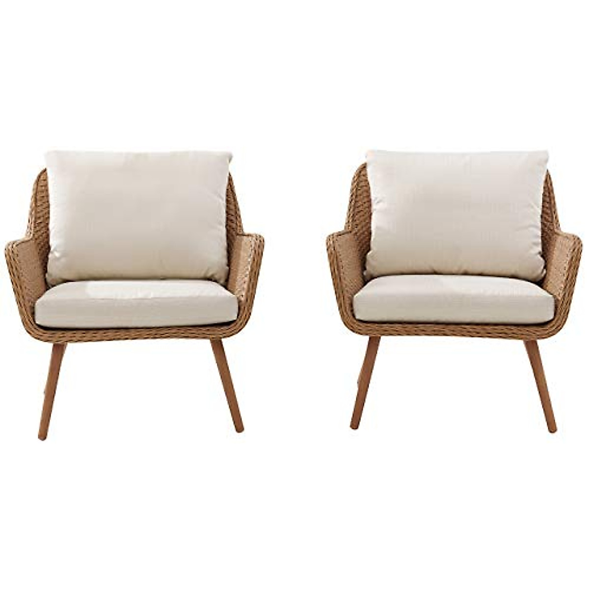 Crosley Furniture CO7185-LB Landon Outdoor Wicker Chairs (Set of 2) Light Brown