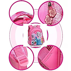 MJUNBOBU Kid Girls Backpack 16 Inch Anime Comic Cartoon School Daypack Children Kindergarten Primary School Backpack (Purple)