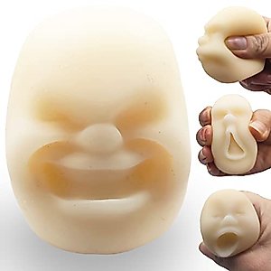 AWANGLUO Squishy Fidget Sensory Stress Human face Toys for Adults Teens Kids,Decompression Anxiety Relief Toy,Funny Gift for Birthday,Christmas,Stocking Stuffer Gift (Happy, White)