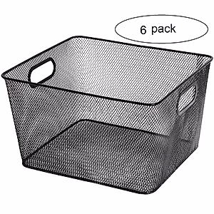 Ybmhome Black Mesh Open Bin Storage Basket Organizer for Fruits, Vegetables, Pantry Items Toys 2268-2 (2, 15x12x11)