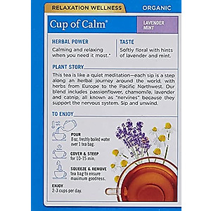 Traditional Medicinals Organic Cup of Calm Lavender Mint Herbal Tea, Calming & Relaxing, (Pack of 1) - 16 Tea Bags