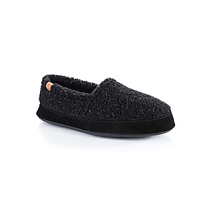Acorn mens Slippers Moccasin, Black Berber, 10.5-11.5 Wide US