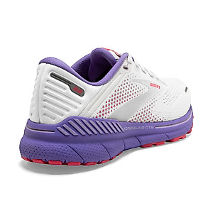 Brooks Women's Adrenaline GTS 22 Supportive Running Shoe - White/Coral/Purple - 8.5 Medium