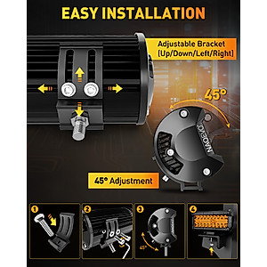 NAOEVO 7 inch Amber LED Light Bar, 240W 24,000LM Offroad Fog/Driving Lights LED Pods with Spot Flood Combo Beam, Waterproof LED Work Lights for Truck Boat UTV ATV, 2 Pack (Amber)