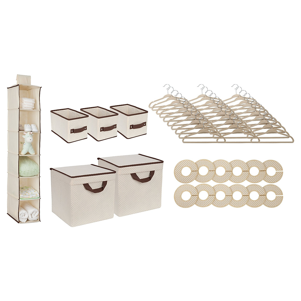 Delta Children Nursery Storage Set, Beige, 48 Piece