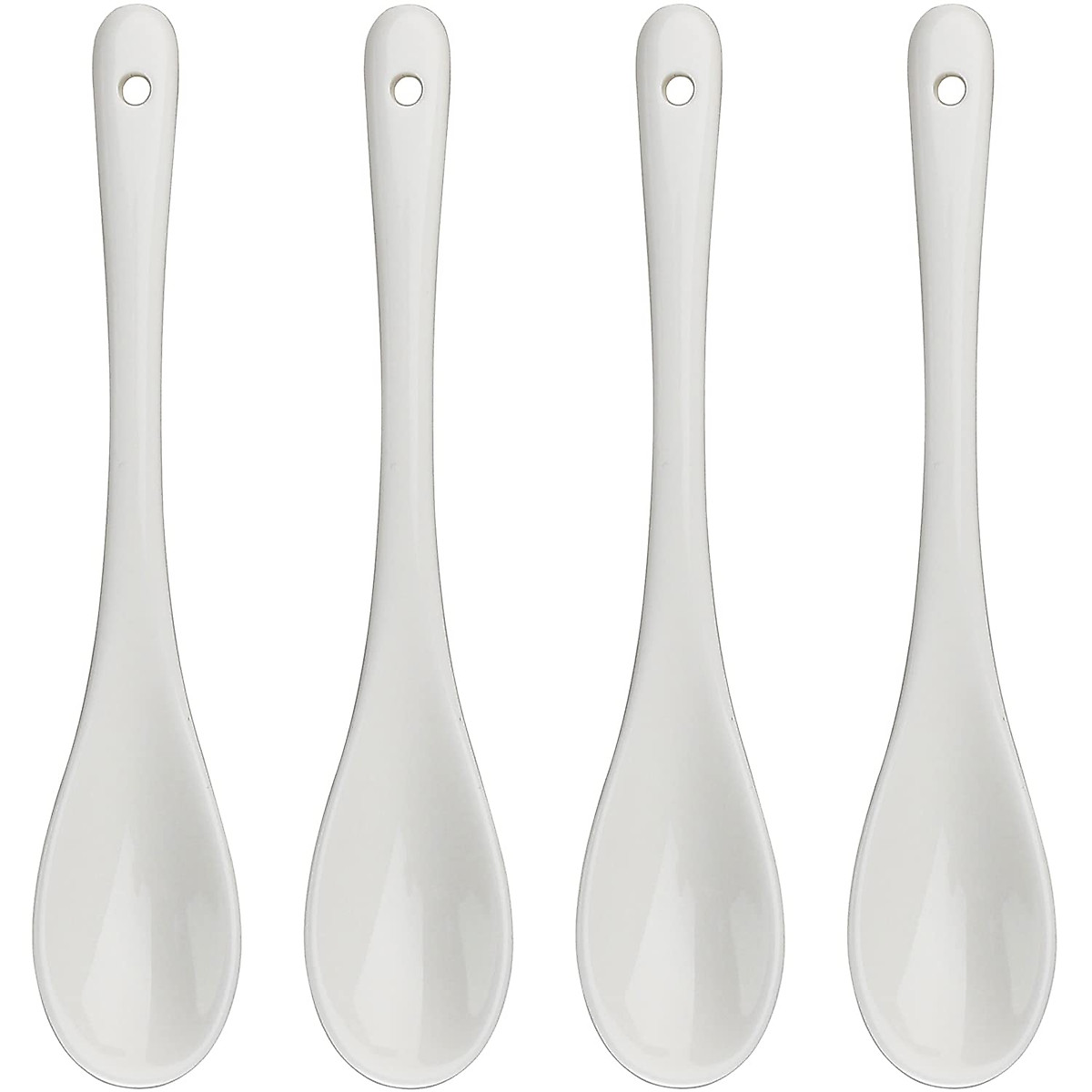 Ice Cream Spoons Ceramic Dessert Spoon Set of 4 Teaspoons Espresso Spoon Porcelain Spoons for Coffee Tea Yogurt Desserts Egg (4)