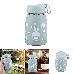 KUIKUI Lovely Rabbit Thermos Water Bottle, Stainless Steel Kids 12oz 320ml Vacuum Cup Mug Insulated Bottle for Home School Picnic Travel Outdoor (Blue)