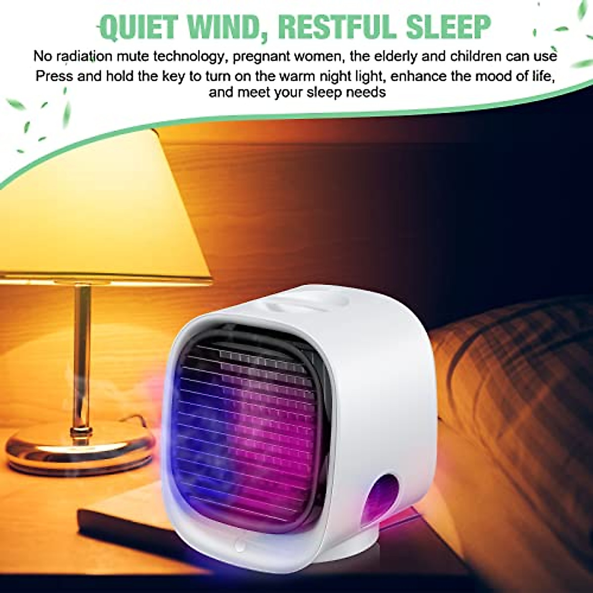 Treela 2 Pack Small Personal Evaporative Air Cooler Portable Air Conditioner Fan USB Mini Air Conditioner Desk Mini Air Conditioner Quiet Humidifier Cooling Fan for Office Bedroom Room Table, White