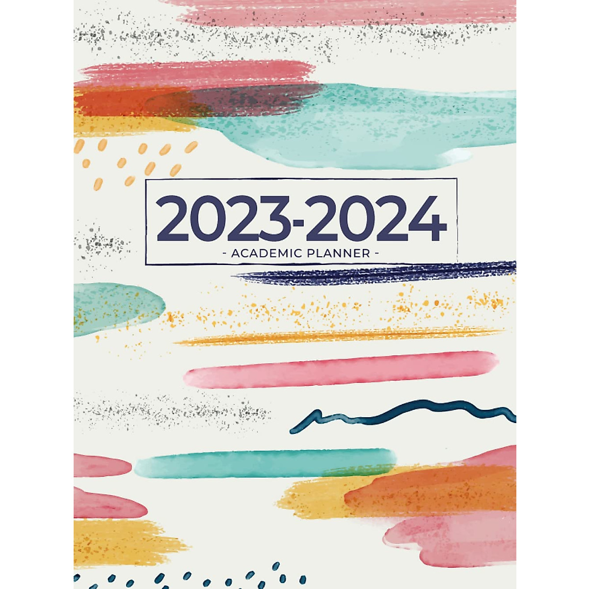 Academic Planner 2023-2024 Large | Abstract Watercolor Hardcover: July - June | Weekly & Monthly | US Federal Holidays and Moon Phases