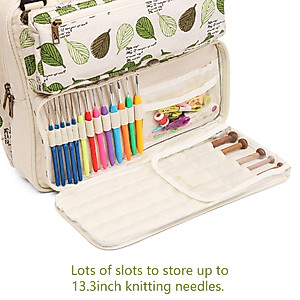 Lavievert Knitting Tote Bag Yarn Storage Bag for Carrying Projects, Knitting Needles, Crochet Hooks and Other Accessories