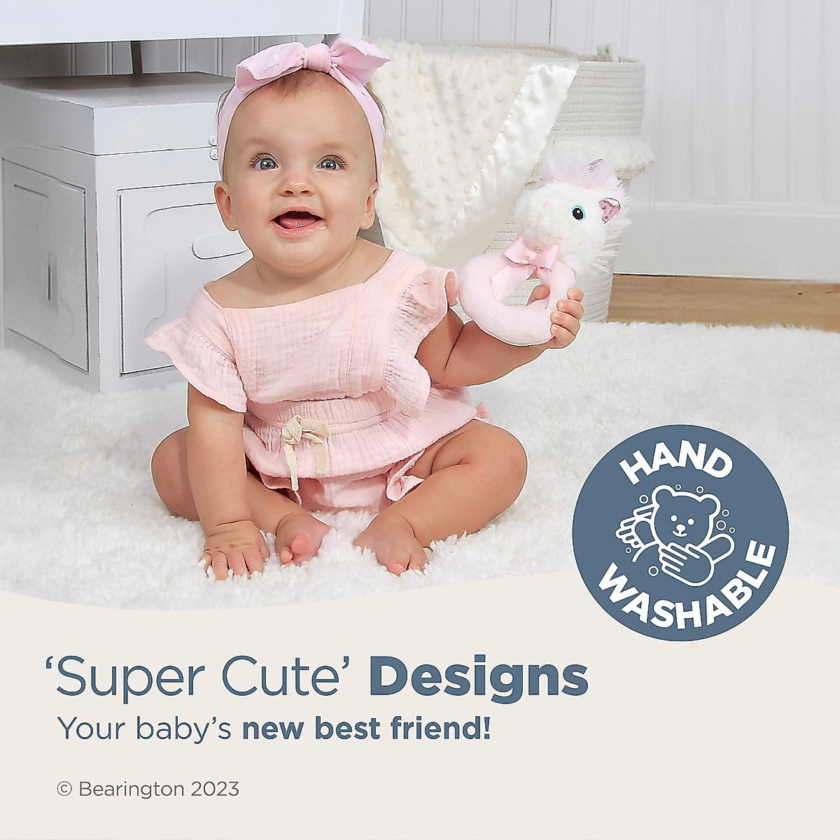 Bearington Baby Lil’ Fritz, 5.5 Inch Fox Plush Stuffed Animal Ring Rattle, Woodland Nursery Décor