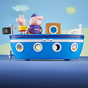 Peppa Pig Peppa’s Adventures Grandpa Pig’s Cabin Boat Vehicle Preschool Toy: 1 Figure, Removable Deck, Rolling Wheels, for Ages 3 and Up