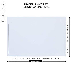 VANCE Trimmable Under Sink Tray for 36 in. Base Cabinet | Protects Cabinets from Leaks and Spills | Adjustable Spill Guard for Kitchen and Bathroom Sinks