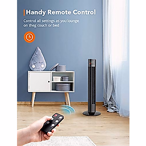 TAOTRONICS Tower Fan, 36" Oscillating Tower Fan with Remote, 9 Modes, Large LED Display, 12-Hour Timer, Space-Saving, Portable Floor Bladeless Fan for Bedroom Living Rooms Office, Black (TT-TF002)