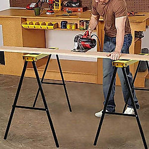 Forup Portable Folding Sawhorse, Heavy Duty Twin Pack, 275 lb Weight Capacity Each 2 Pack (Yellow)