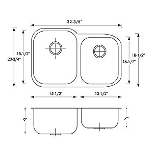 Yosemite Home Decor MAG503 18-Gauge Stainless Steel Undermount Double Bowl Kitchen Sink, Satin