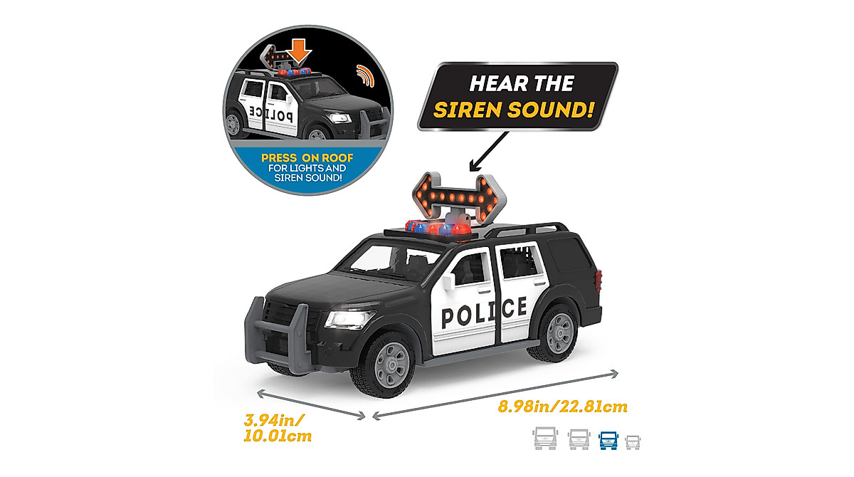 Driven by Battat Police Car Toy with Lights & Sound