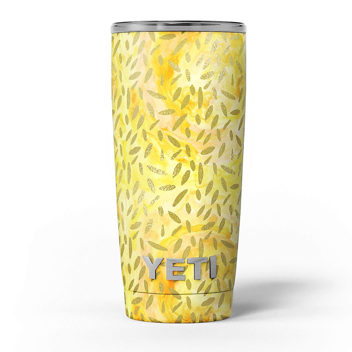 Design Skinz The Orange Yellow Watercolors with Falling Pedals - Skin Decal Vinyl Wrap Kit Compatible with The Yeti Rambler Cooler Tumbler Cups