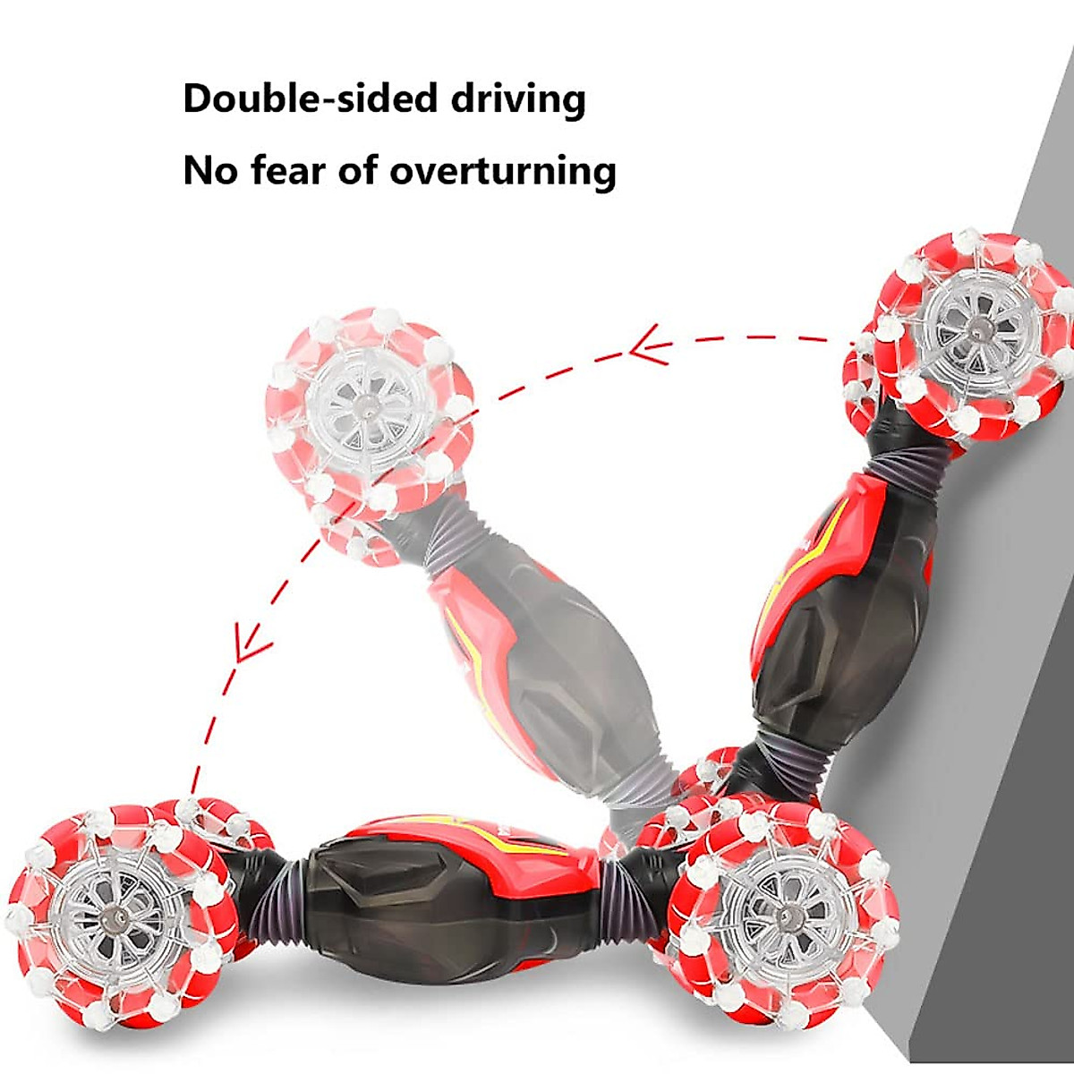 HDZXC All-Terrain Remote Control Car,RC Stunt Car,Deformable Off Road Truck,360 ° Flips Twisting Climbing Vehicle,Double Sided Rotating Race Car with Lights,for Kids