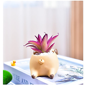 Cute Puppy Pug Flower Pot with Drainer Garden Flower Pot Resin Succulent Potted Bonsai Plant Stand Home Desk Mini Ornaments Balcony Gardening Flower Pot Does Not Contain Plants