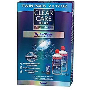 Clear Care Plus Cleaning Solution with Lens Case, Twin Pack, Multi, 12 Oz, Pack of 2