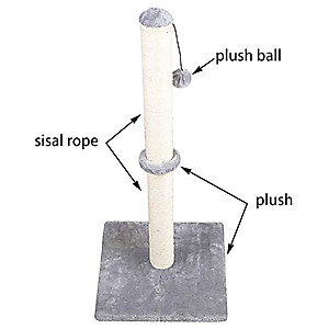 Dimaka 34" Tall Ultimate Cat Scratching Post, Extra High Posts with Natural Sisal Rope and Hanging Ball, Vertical Post Tree Scratch for Indoor Cats and Kittens (Grey)