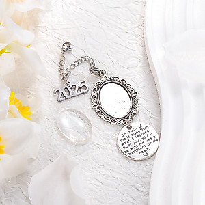 ARHTF 2025 Graduate Memorial Photo Charm Tassel Memorial Charm Class of 2025 Graduation 2025 DIY in Memory Mortarboard Decoration for Cap and Gown Ceremony Charms (silver)