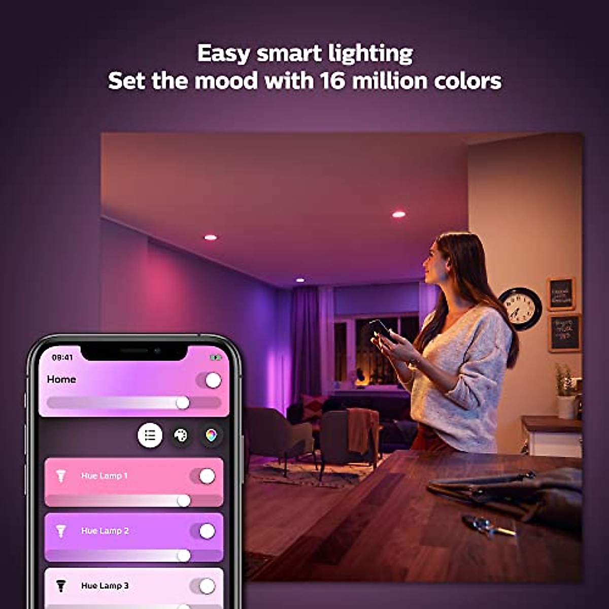 Philips Hue White & Color Ambiance BR30 LED Smart Bulbs, 16 Million Colors (Hue Hub Required), Compatible with Alexa, Google Assistant, and Apple HomeKit, New Version, 2 Bulbs (578096)